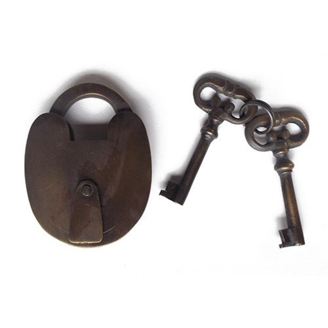 Vintage Small Classic Old PADLOCK Solid Brass Antique Safe Key Working ...