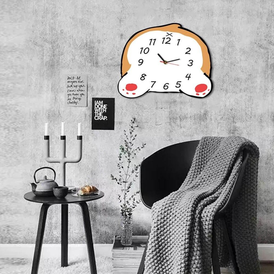 Cartoon Corgi Wall Clock, Wall Decor, Cute Clock, Animal Clock, Gift ...