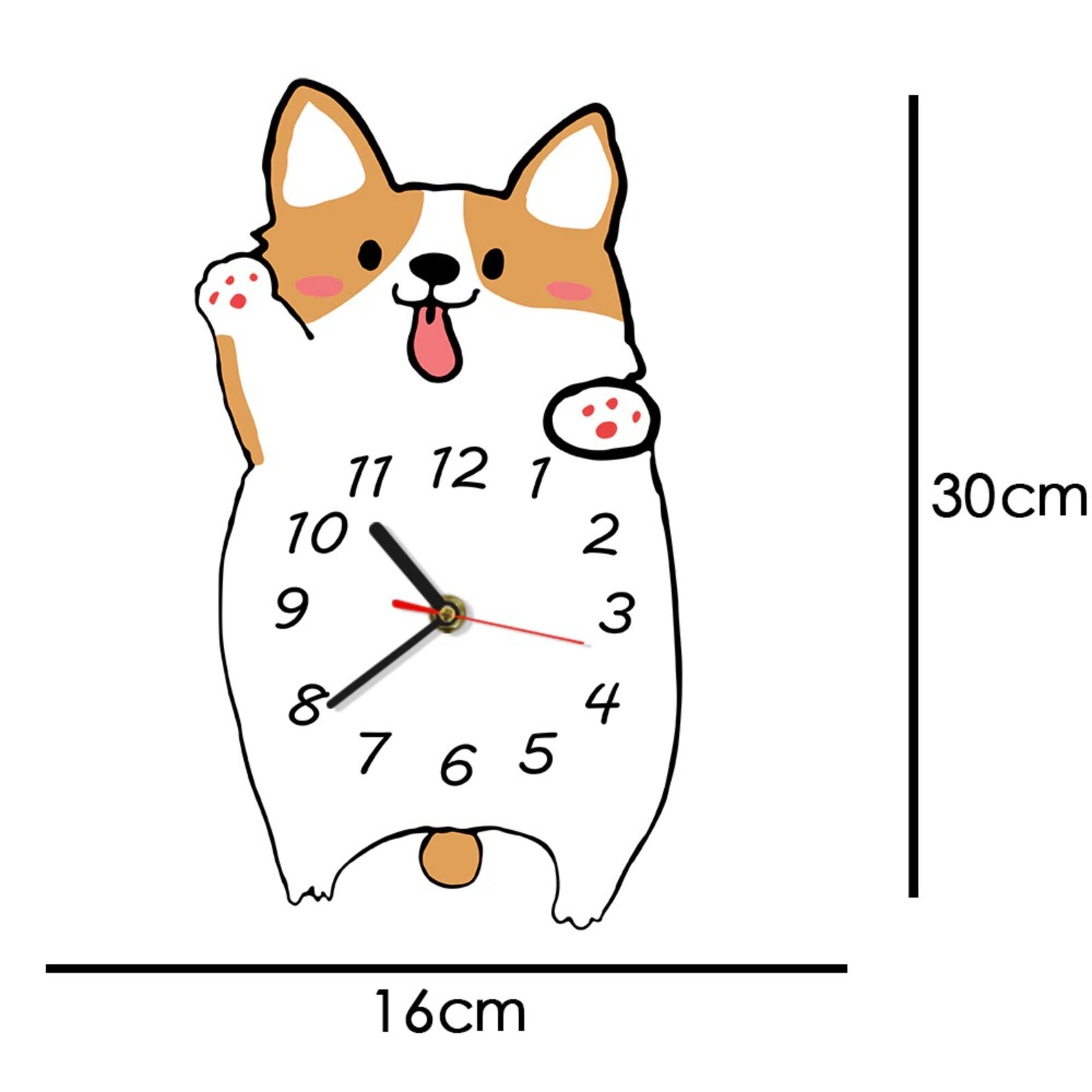 Cartoon Corgi Wall Clock, Wall Decor, Cute Clock, Animal Clock, Gift ...