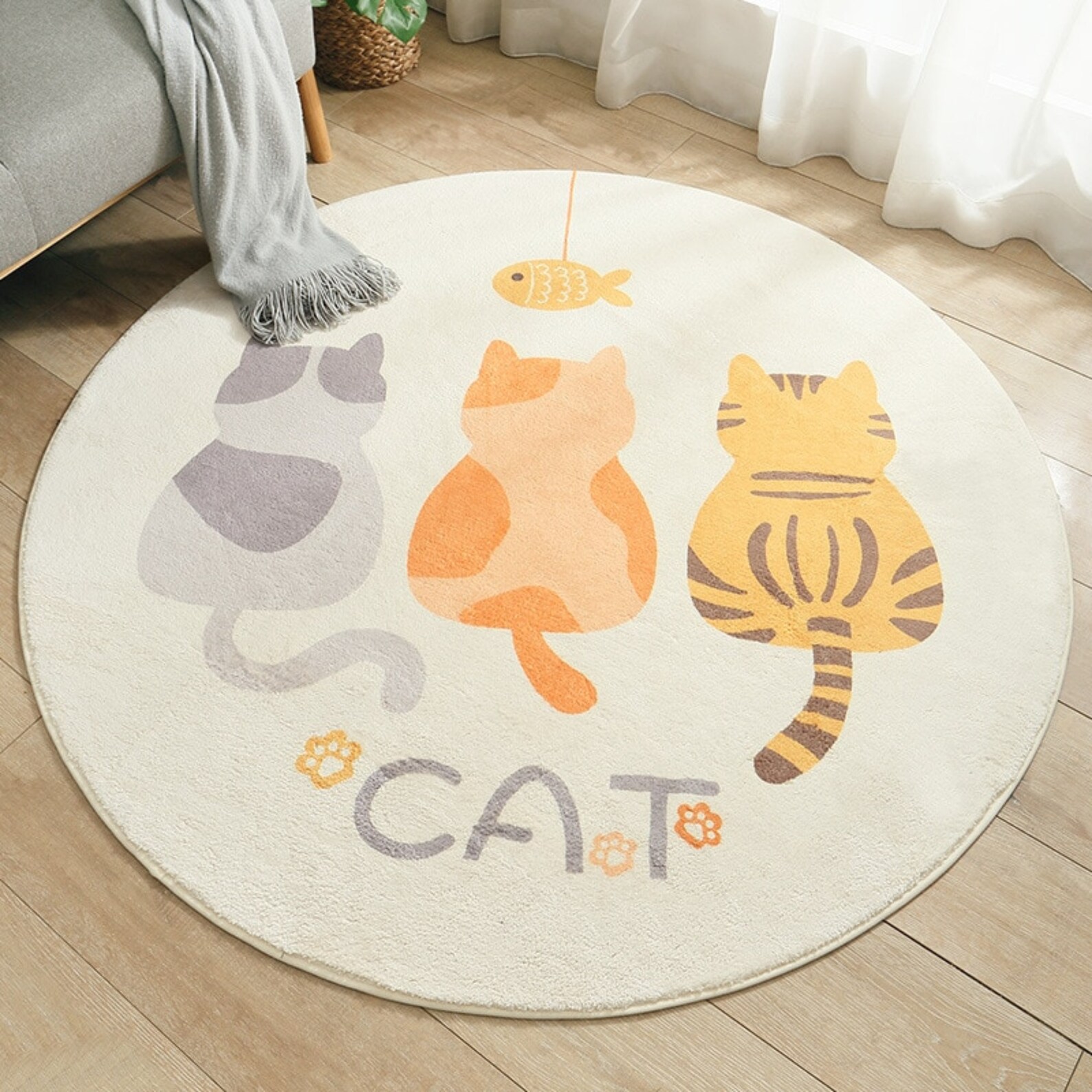 Cartoon Cute Kawaii Cat Round Mat Carpet Cute Home Decor Cat | Etsy