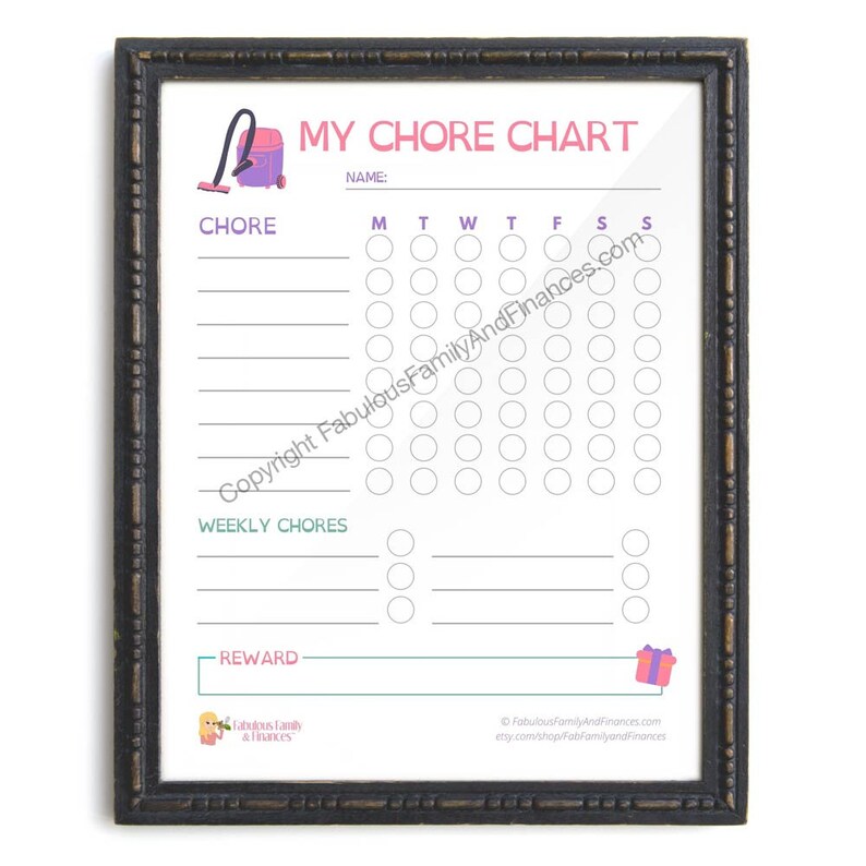My Chore Chart Printable - EDITABLE Instant Download Digital PDF File ...