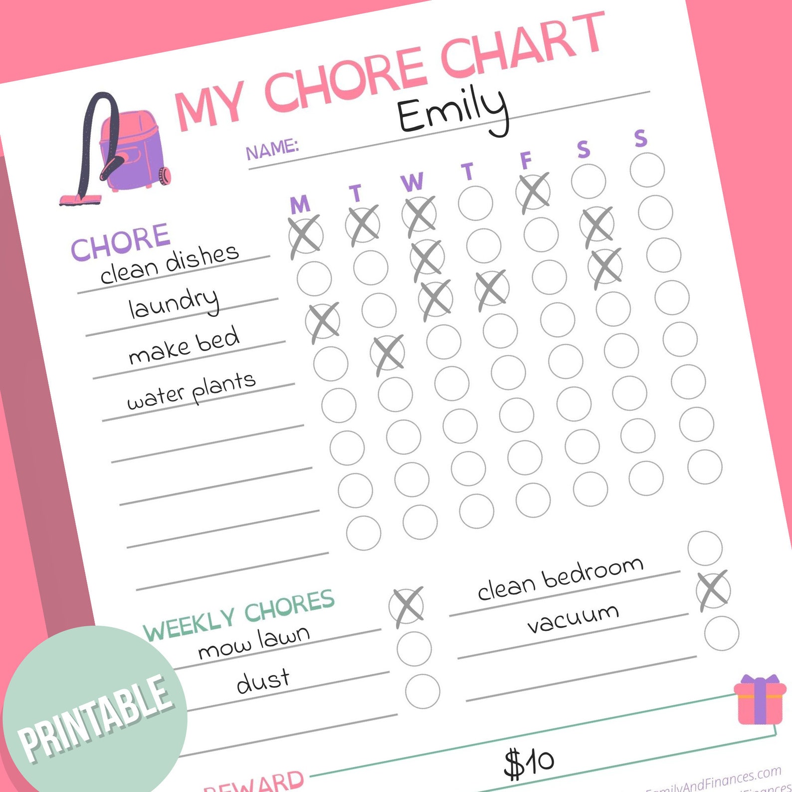 My Chore Chart Printable - EDITABLE Instant Download Digital PDF File ...