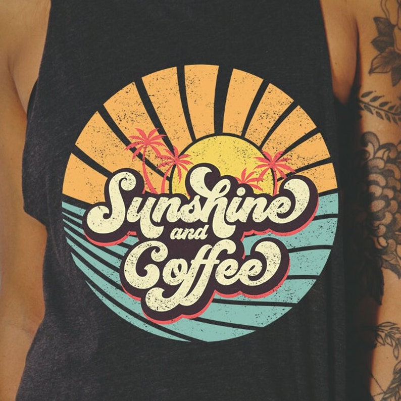 Sunshine and Coffee PNG: Retro Beach Vacation Design (digital Download ...