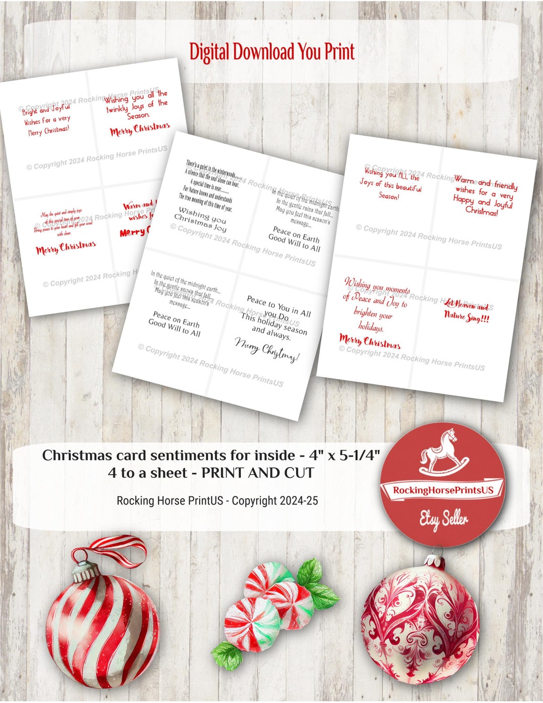 Christmas Sentiments for Inside Card - Print, Cut and Paste - 300 Dpi ...