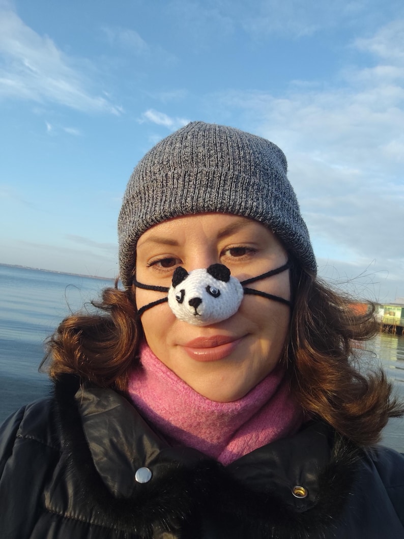 Panda Nose Warmer Amigurumi Nose Knitted Nose Cap Cozy Nose Cover Nose ...