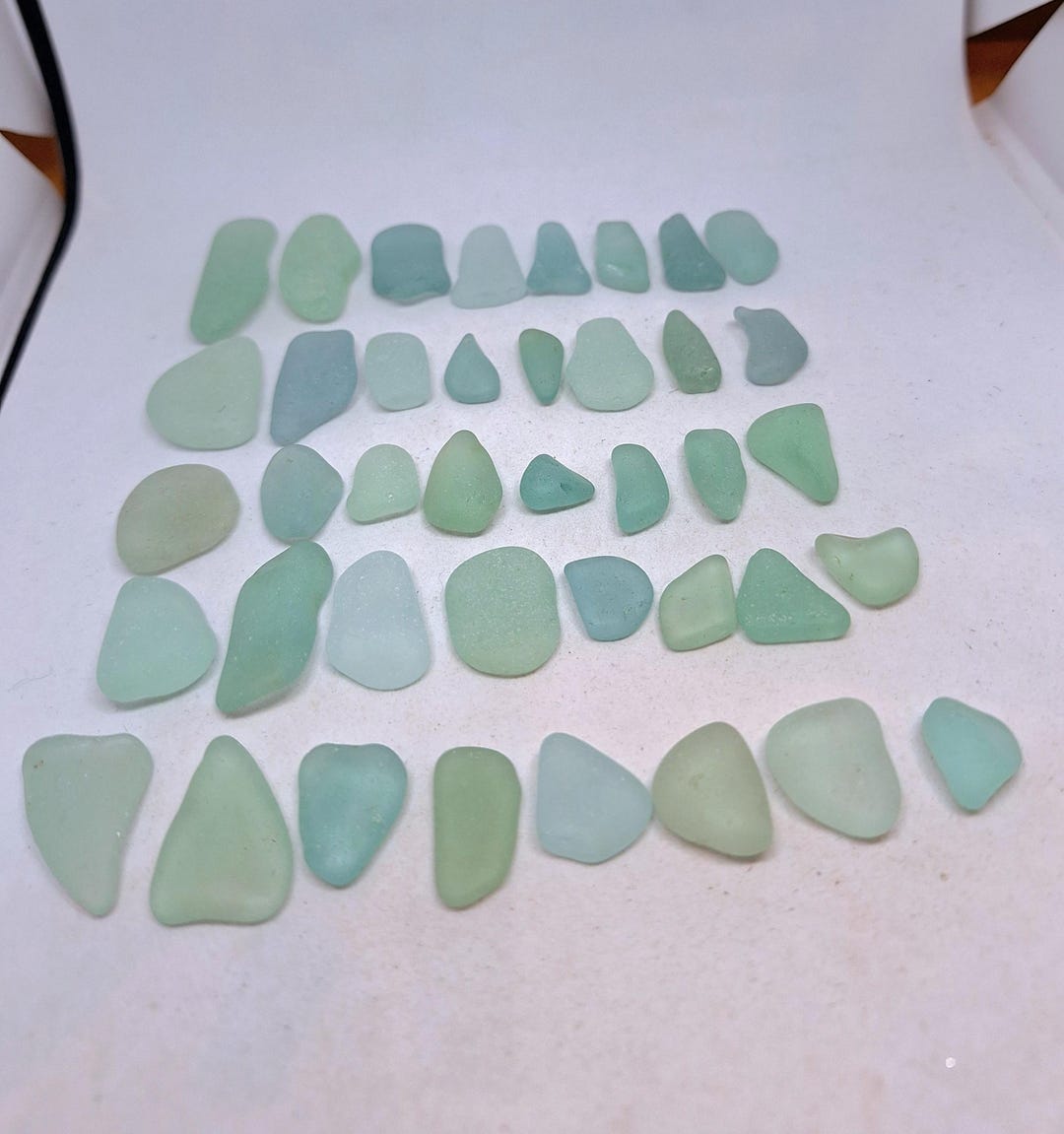 Scottish Sea Glass, 40 Aqua/sea Foam Frosted Pieces, Various Shapes and ...