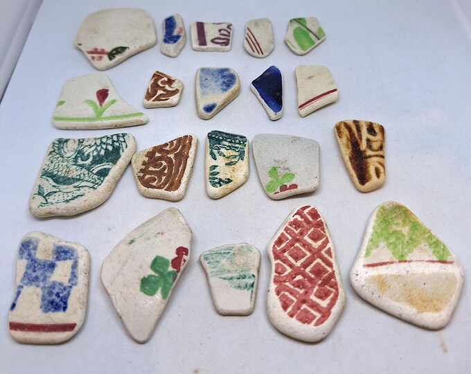 Sea Pottery in Various Shapes, Colours and Sizes. Beautiful Set of 20 ...