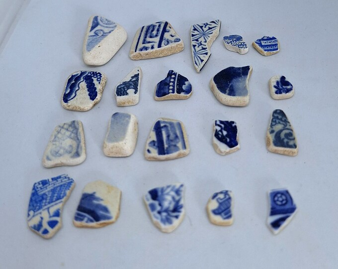 Sea Pottery in Various Shapes and Sizes. Beautiful Blue and White Set ...