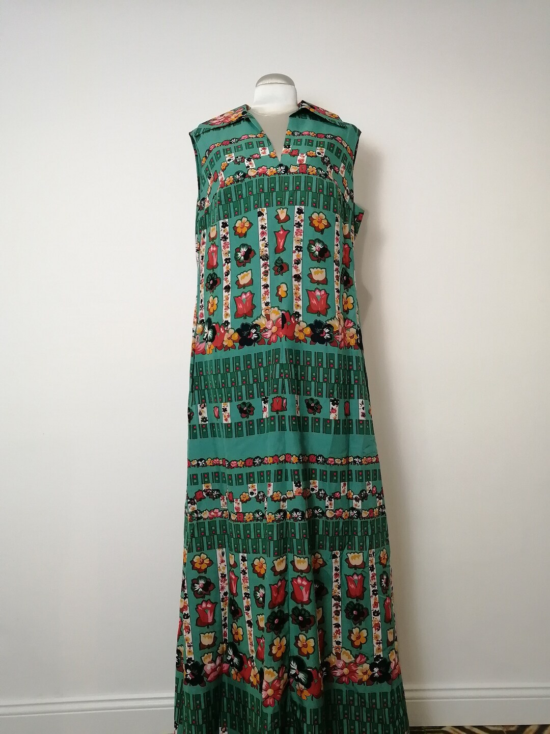 Vintage 1960s Long Dress Boho Style Modette in Green - Etsy