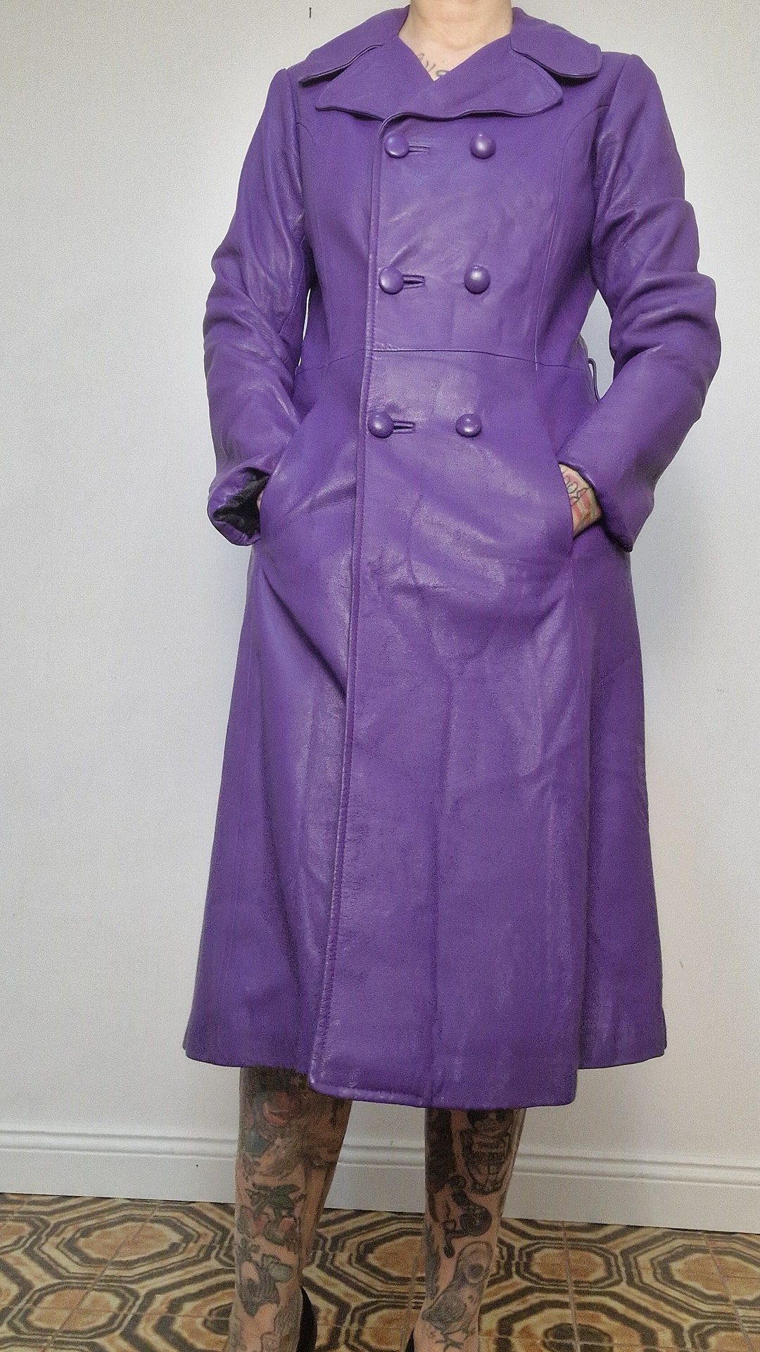 Purple Rare Soft Leather Overcoat 1980s - Etsy