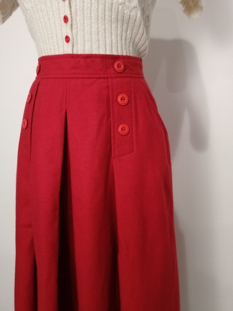 Vintage Red Wool Skirt - Etsy