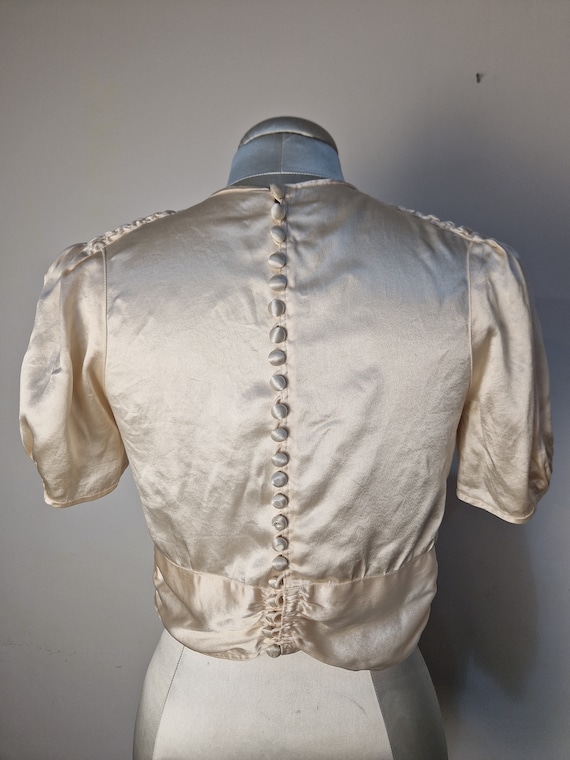 RARE vintage victorian silk blouse in ivory colour, 1… - Gem