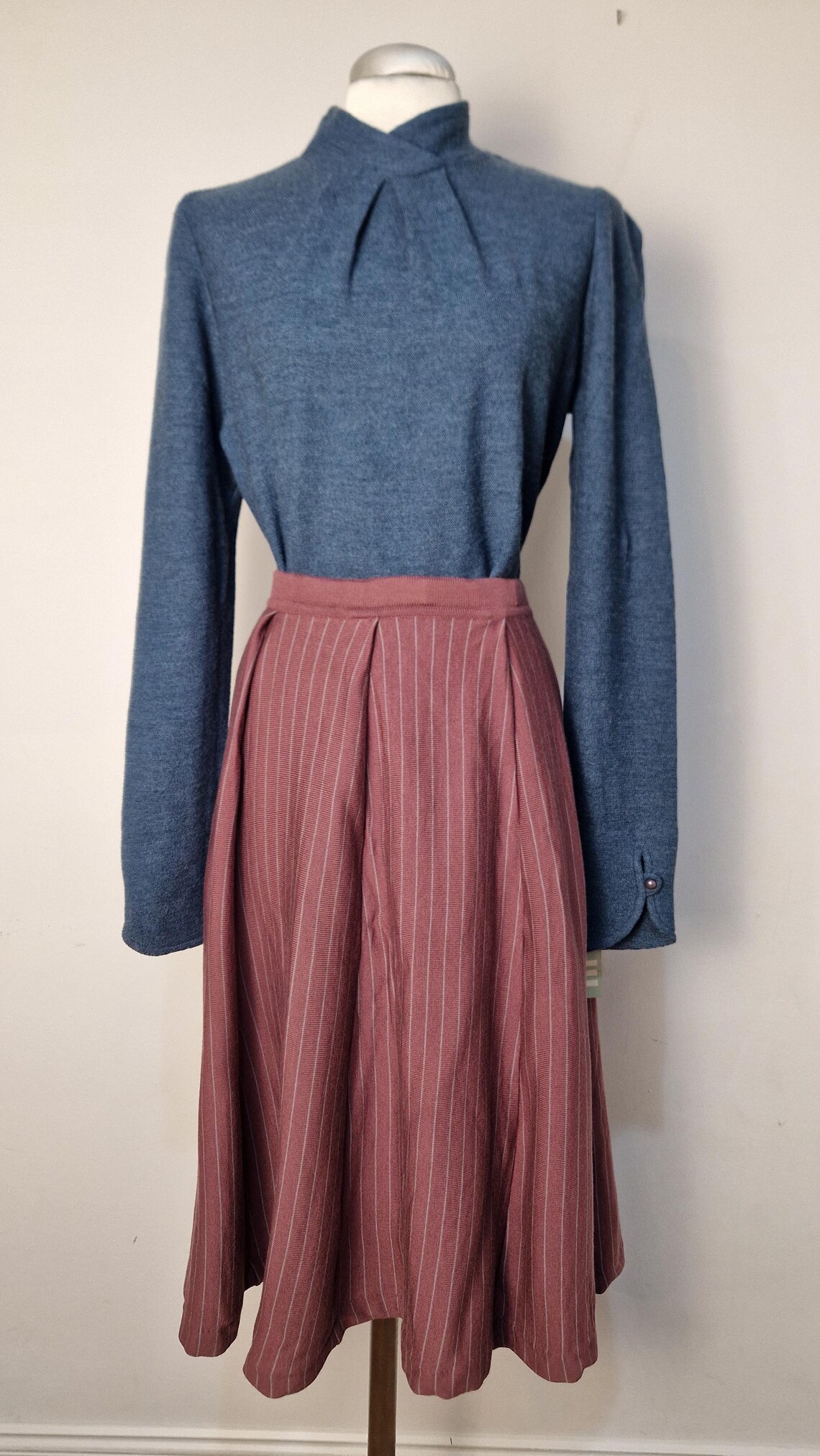 Vintage Powder Blue Sweater Turtleneck With Pleats New From a Deadstock ...