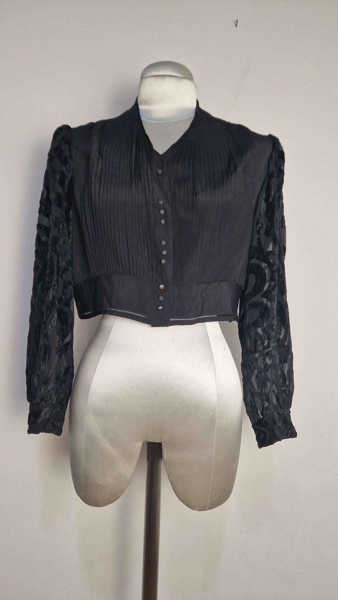 Antique Edwardian Blouse in Black 1910s, in Silk With Tiny Buttons - Etsy