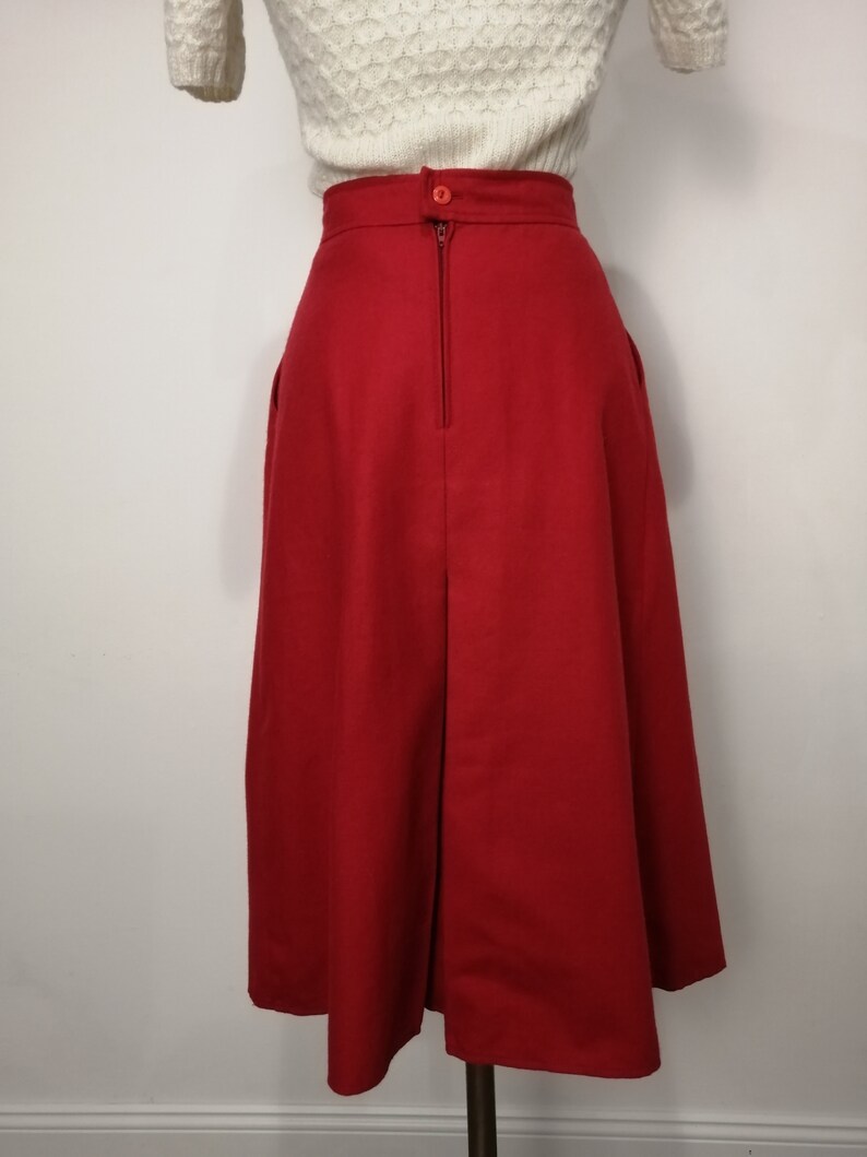Vintage Red Wool Skirt - Etsy