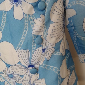 Vintage Dress in Linght Blue With White Big Flower Pattern - Etsy
