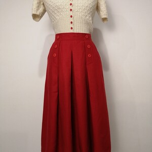 Vintage Red Wool Skirt - Etsy