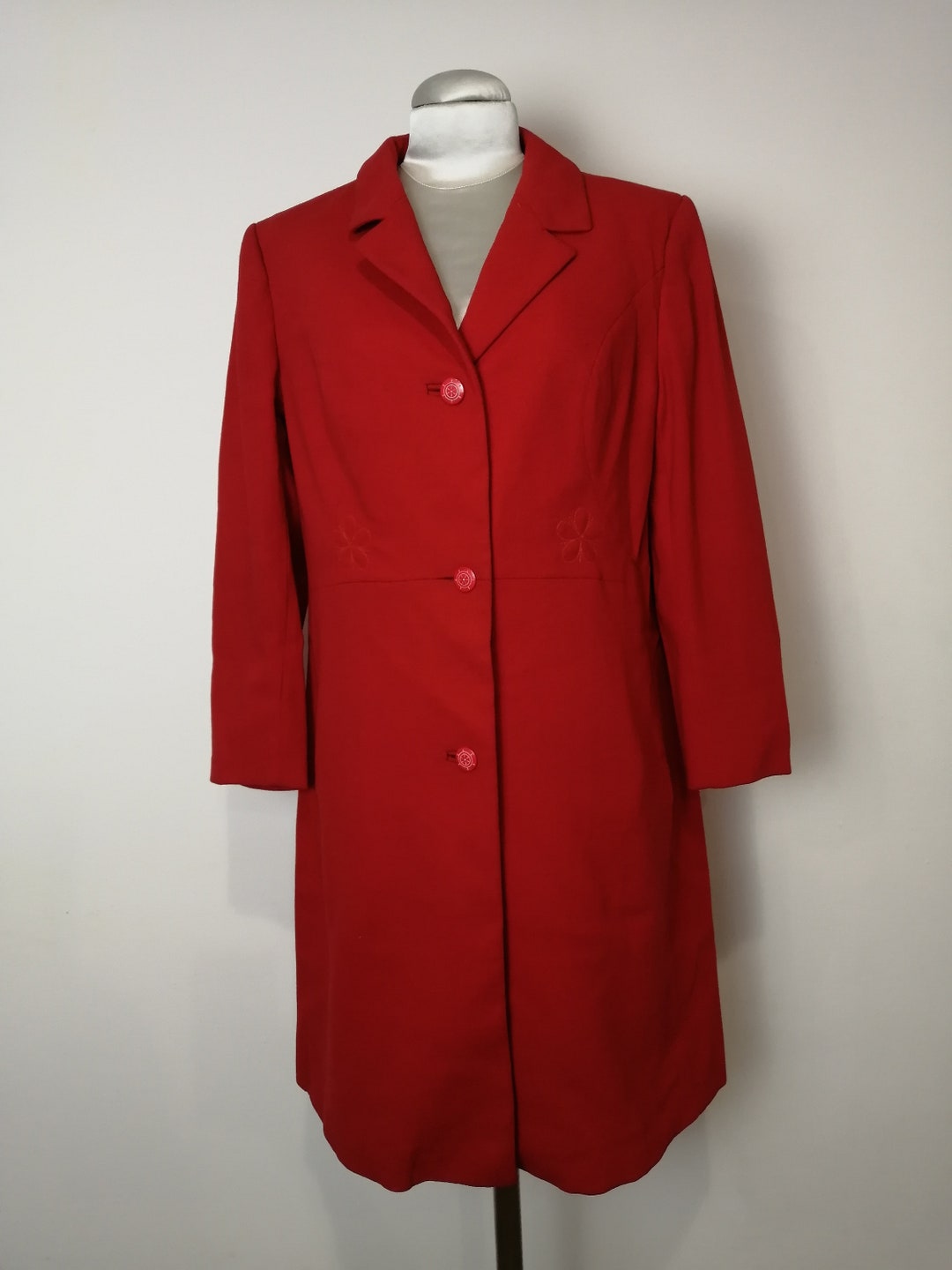 Vintage Red Overcoat With Buttons Anchor Detail - Etsy