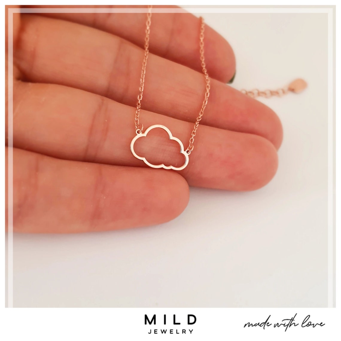14k Gold Cloud Necklace Tiny Gold Cloud Necklace Delicate - Etsy
