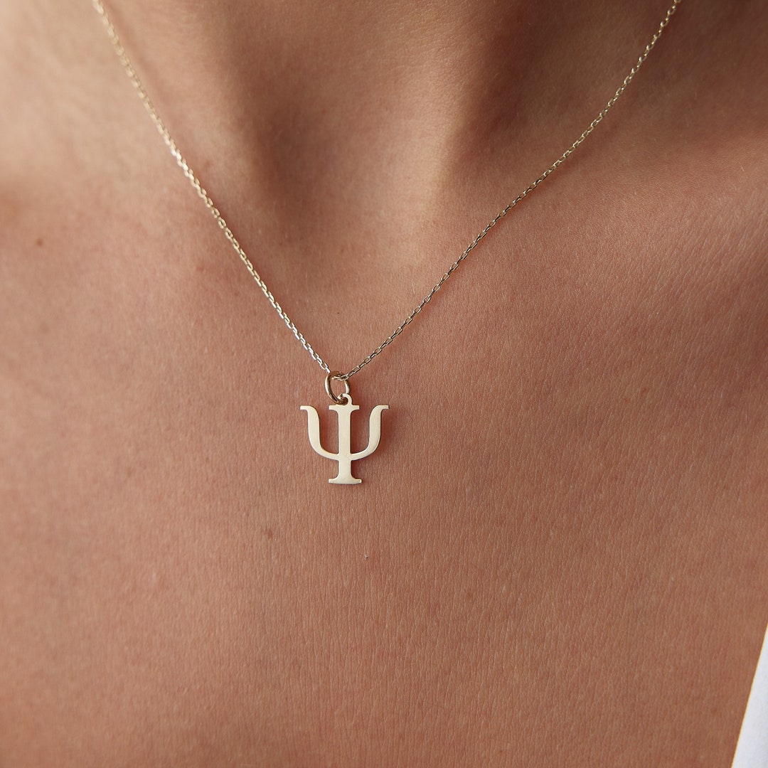 14k Gold Psychology Symbol Necklace: PSI Pendant, Therapist Gift - Etsy