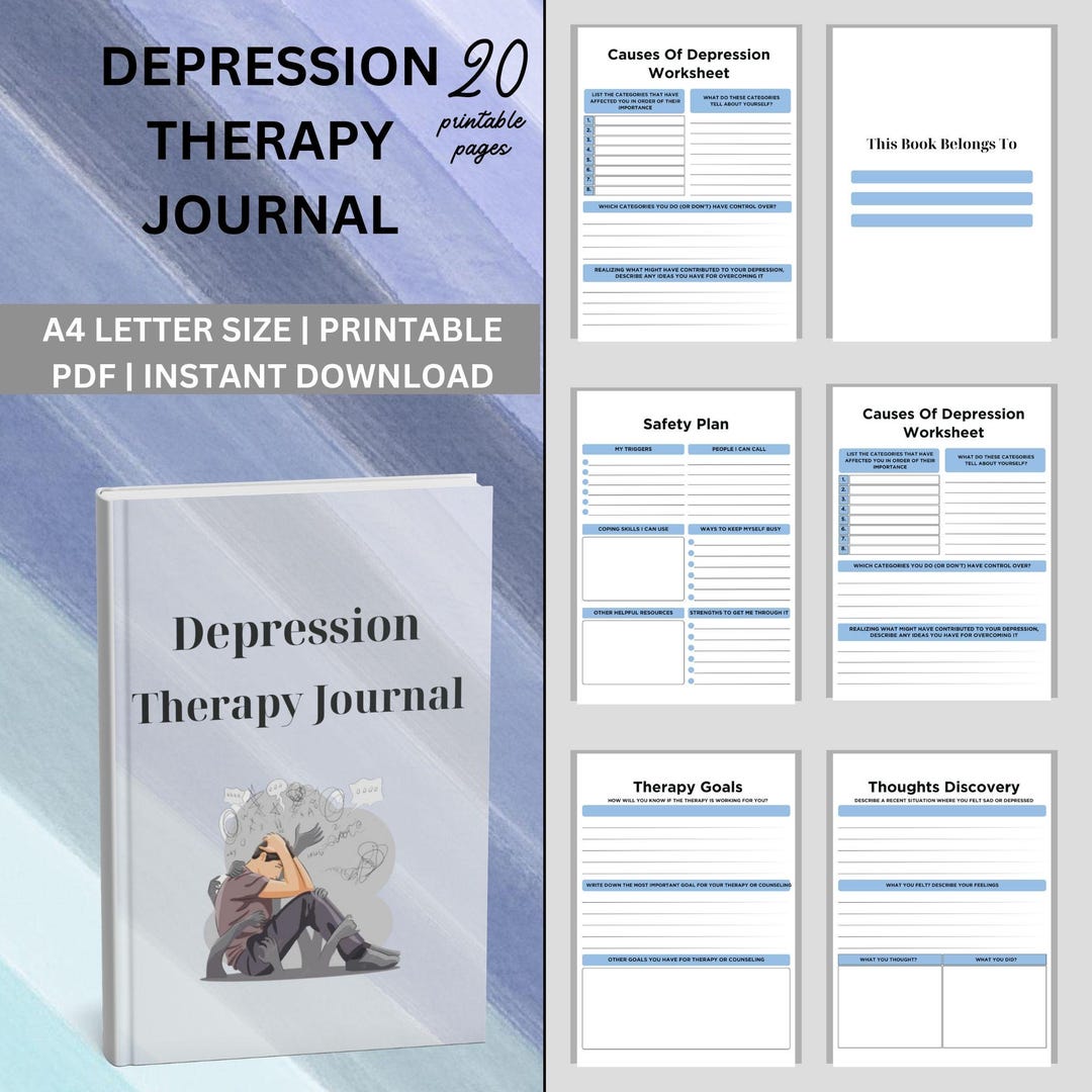Depression and Therapy Journal, Mental Health Planner, Emotional ...
