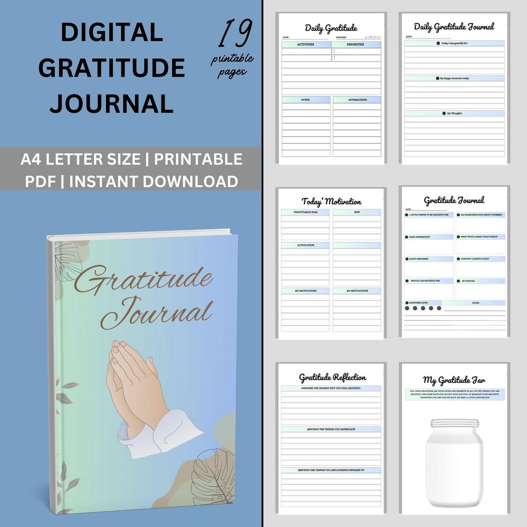 Printable Gratitude Planner, Gratitude Planner, Daily Gratitude Journal ...