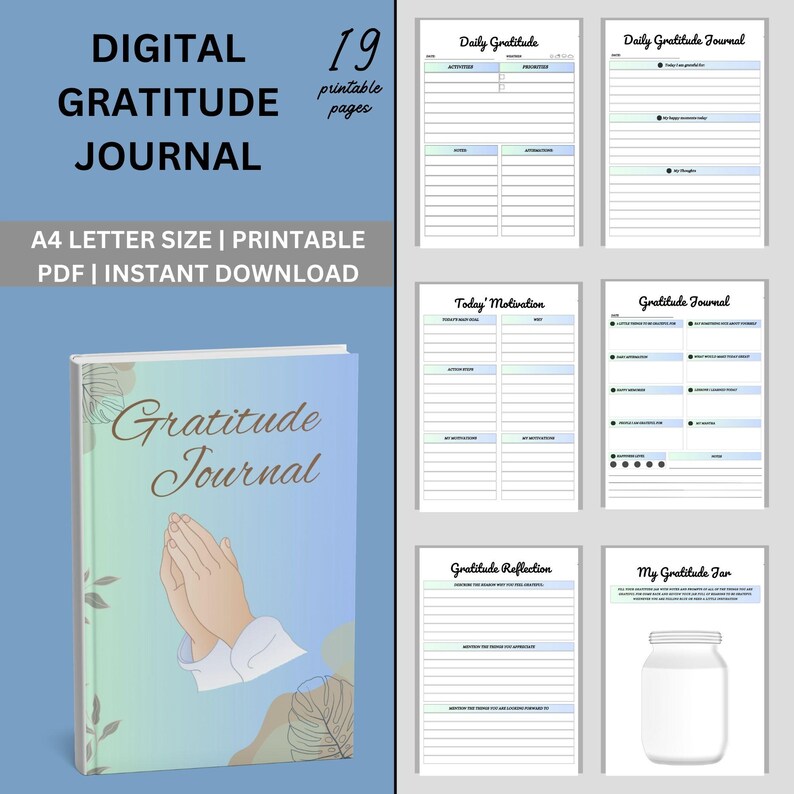 Printable Gratitude Planner, Gratitude Planner, Daily Gratitude Journal ...