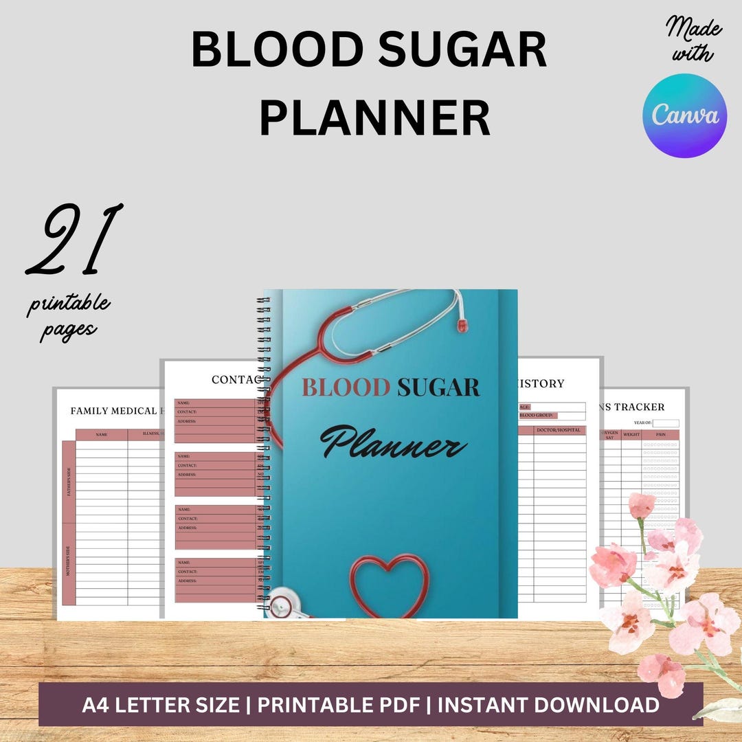 Blood Sugar Journal, Diabetes Tracker, Glucose Log, Blood Glucose ...