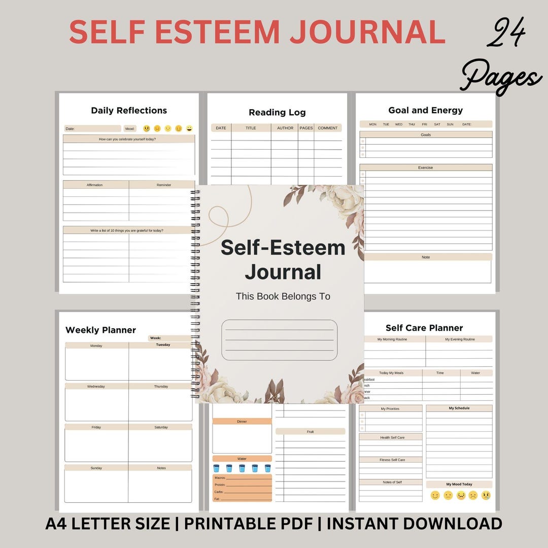 Self Esteem Journal, Empowerment Planner, Mindset Journal, Self Growth ...
