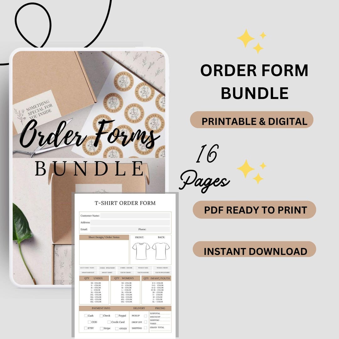 Order Form Bundle, Printable Order Forms, Business Order Sheets, Sales ...