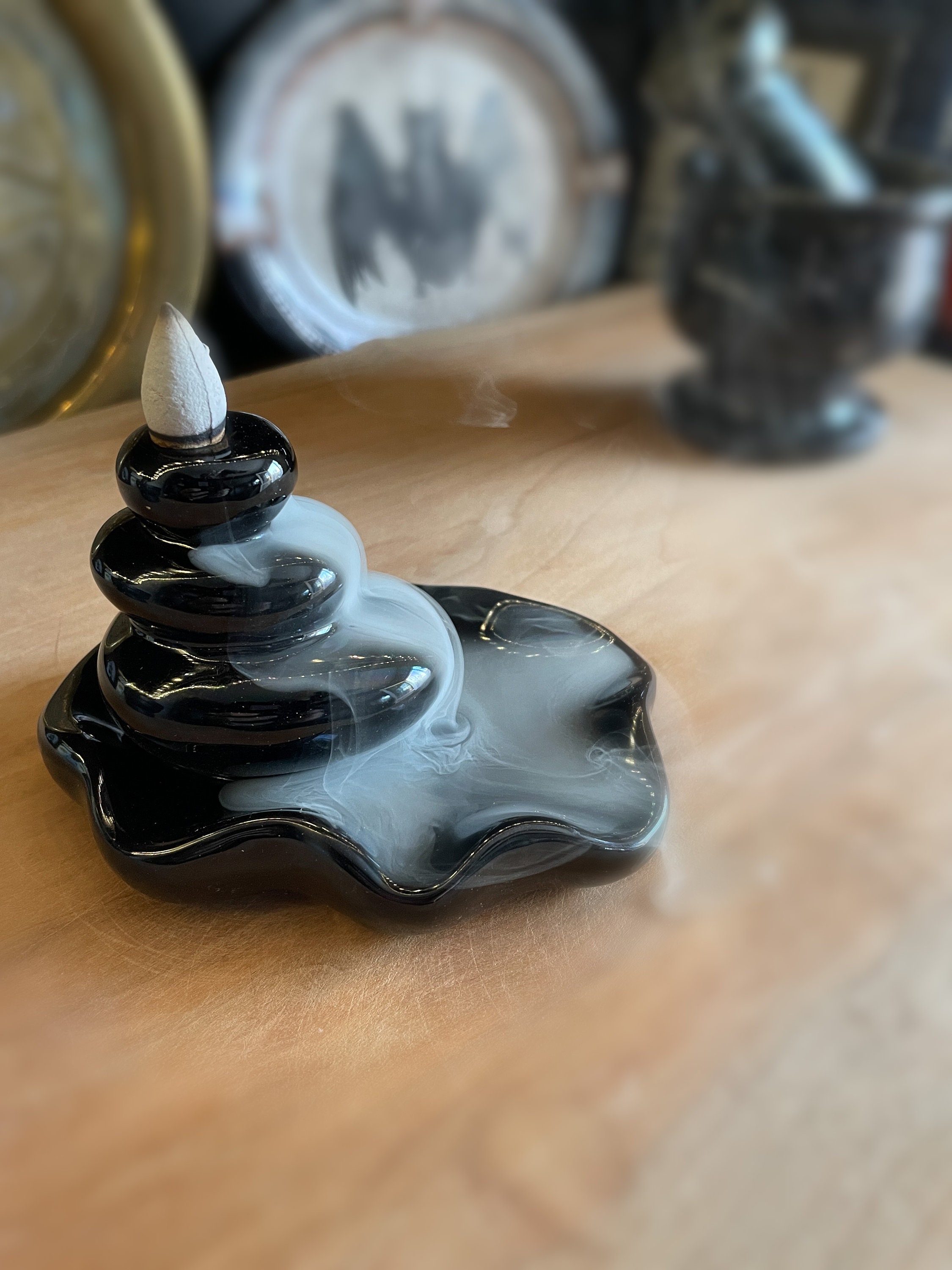 Back Flow Incense Burner Large Pebbles Into Pool - Etsy Australia