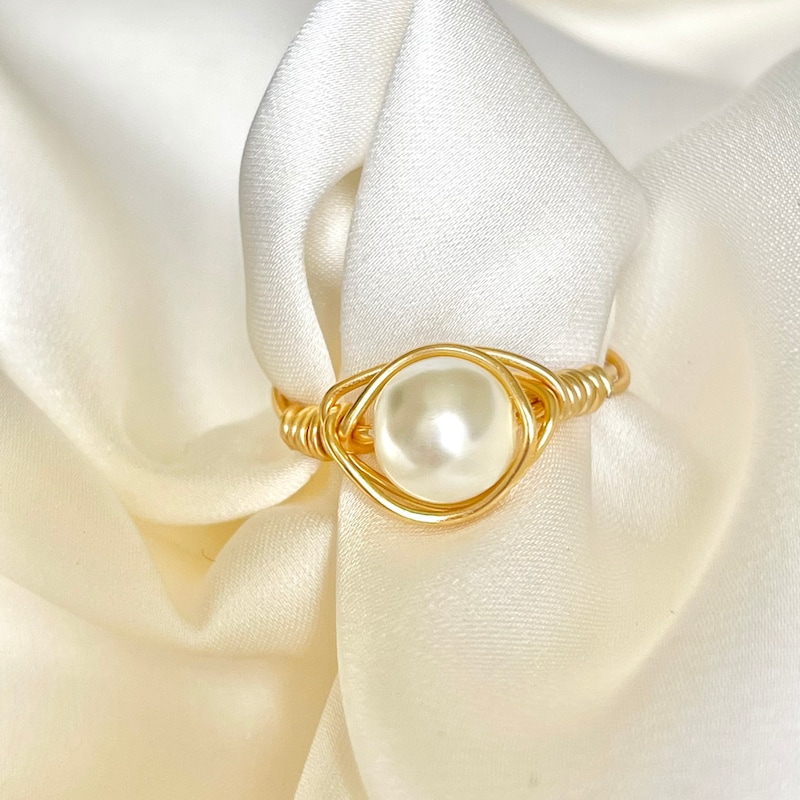 Wire Wrap Pearl Ring - Etsy