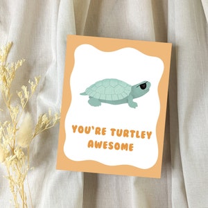 You’re Turtley Awesome Greeting Card, Funny and Cheesey Thank You Card ...