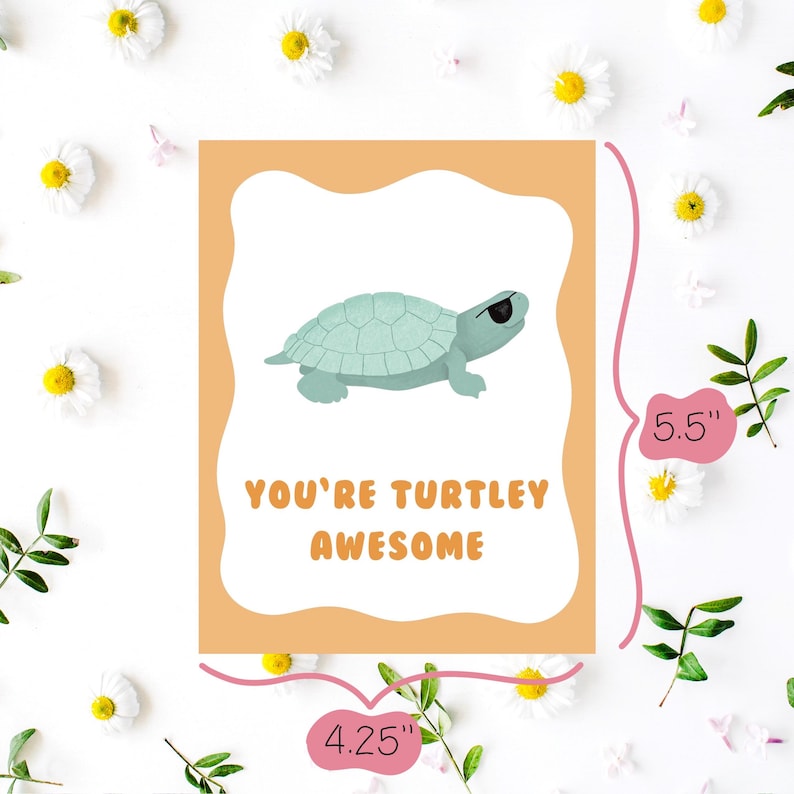You’re Turtley Awesome Greeting Card, Funny and Cheesey Thank You Card ...