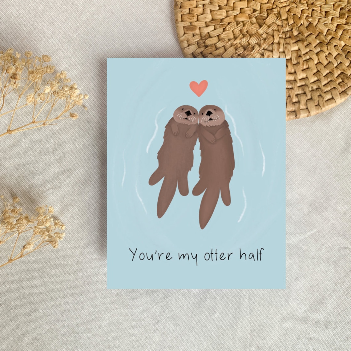 Valentines Day Card, Youre My Otter Half, Cute Otter Valentines Day ...