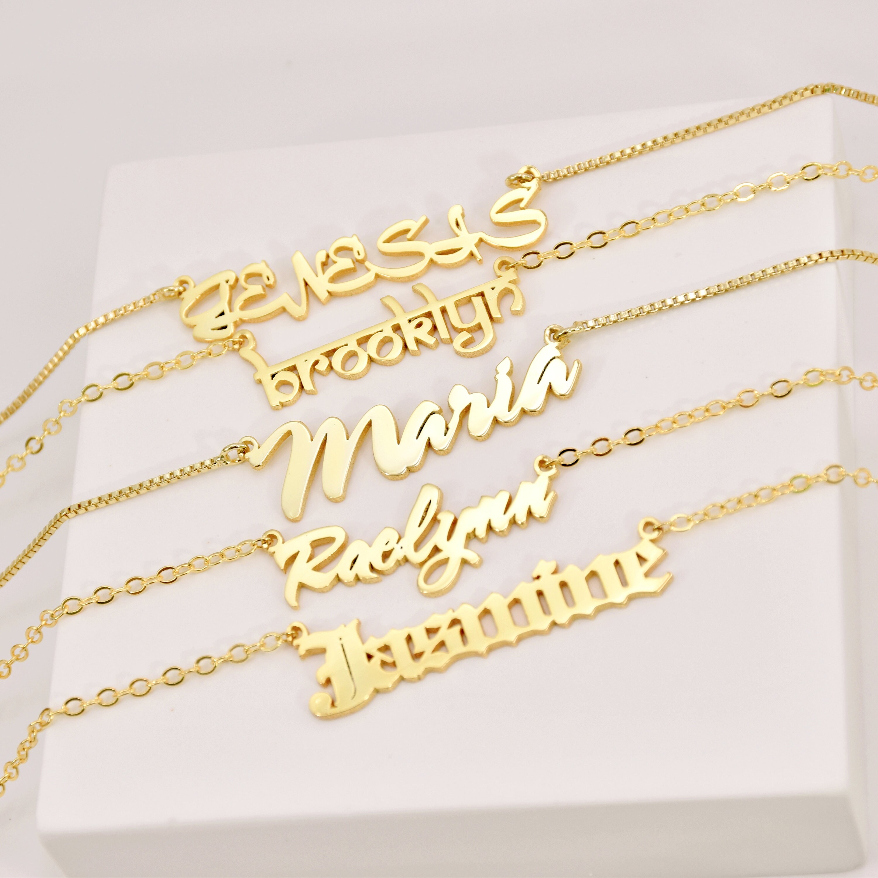 Solid Gold Name Necklace 18K Gold Rose Plated Sterling - Etsy