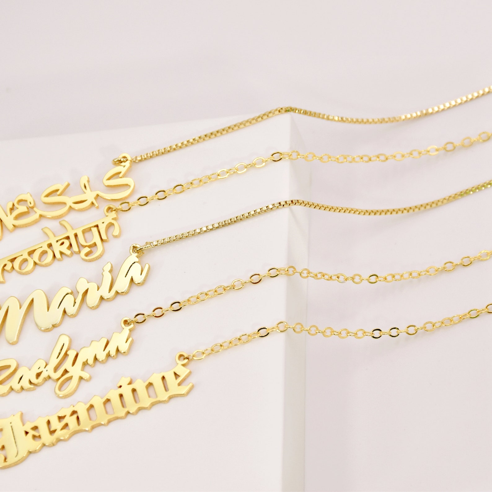 Solid Gold Name Necklace 18K Gold Rose Plated Sterling - Etsy UK