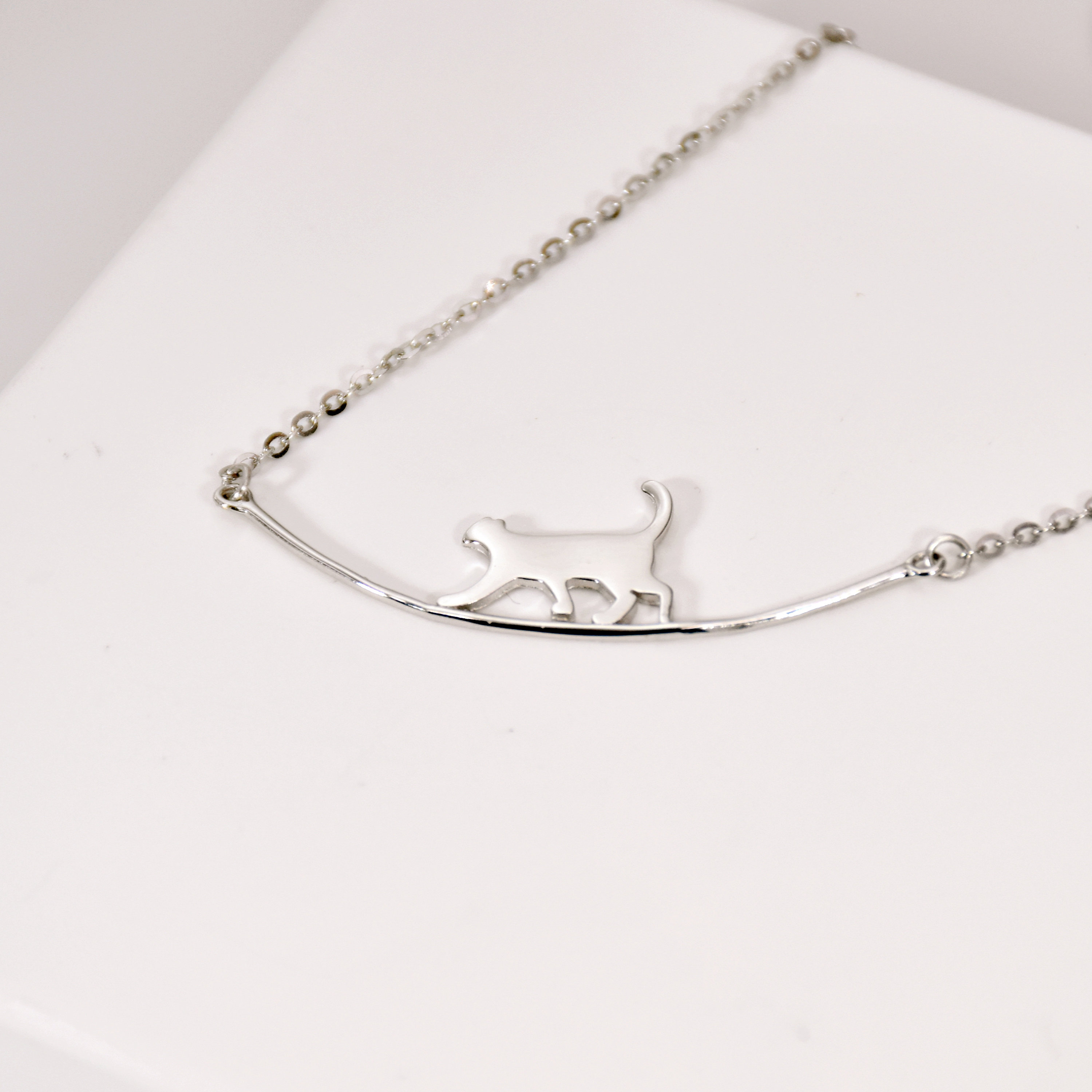Sterling Silver Cat Necklace Cat Jewelry Kitty Jewelry - Etsy