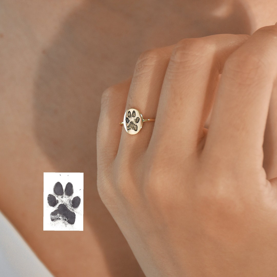Custom Pet Paw Print Ring • Your Actual Pet Print Ring • Personalized ...