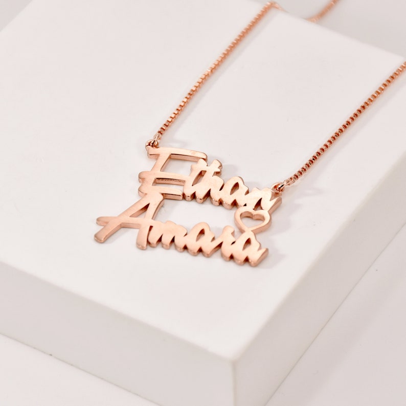 Two Name Necklace • Personalized Double Name Necklace • Dainty Name ...