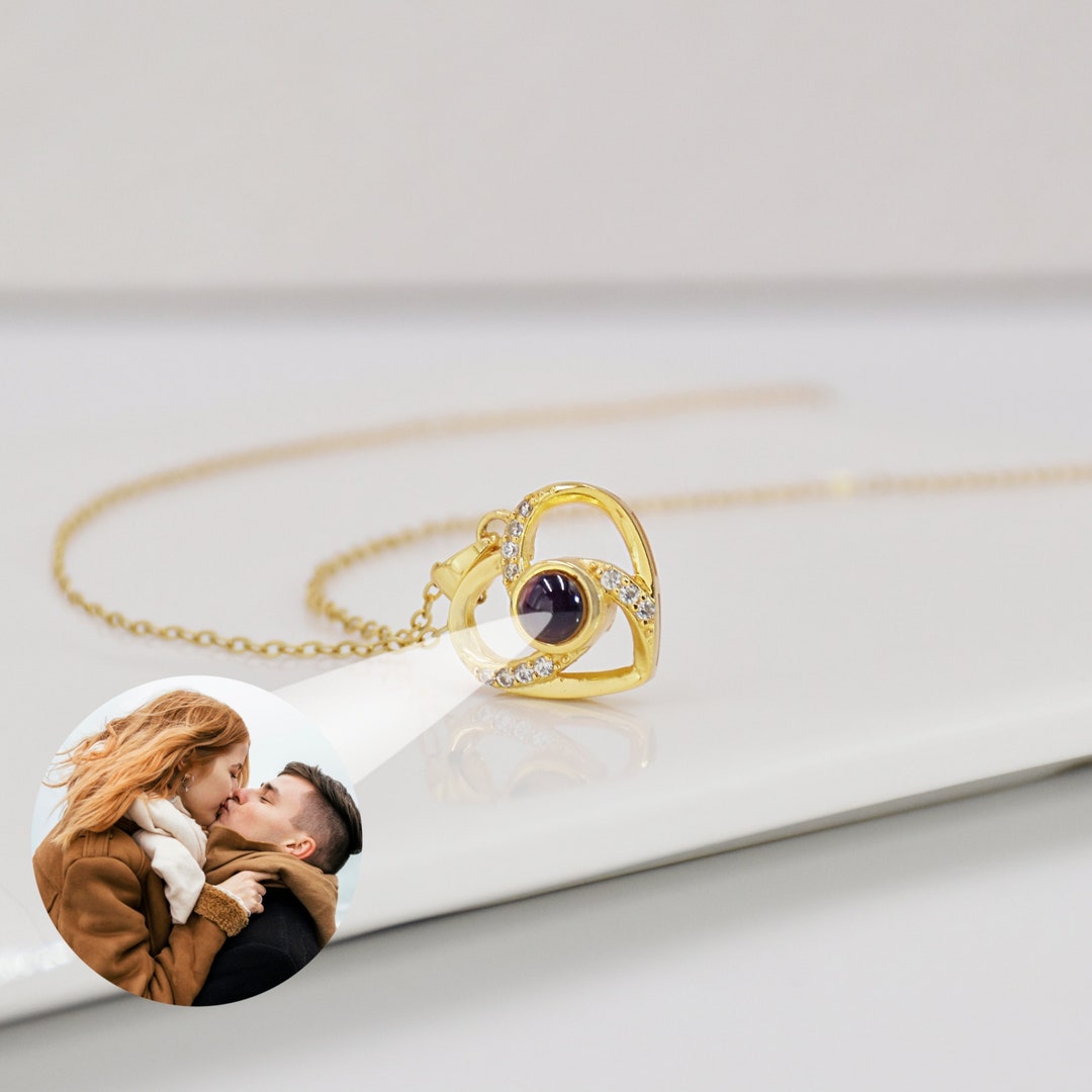 Heart Projection Necklace • Memorial Photo Pendant Necklace • Love ...