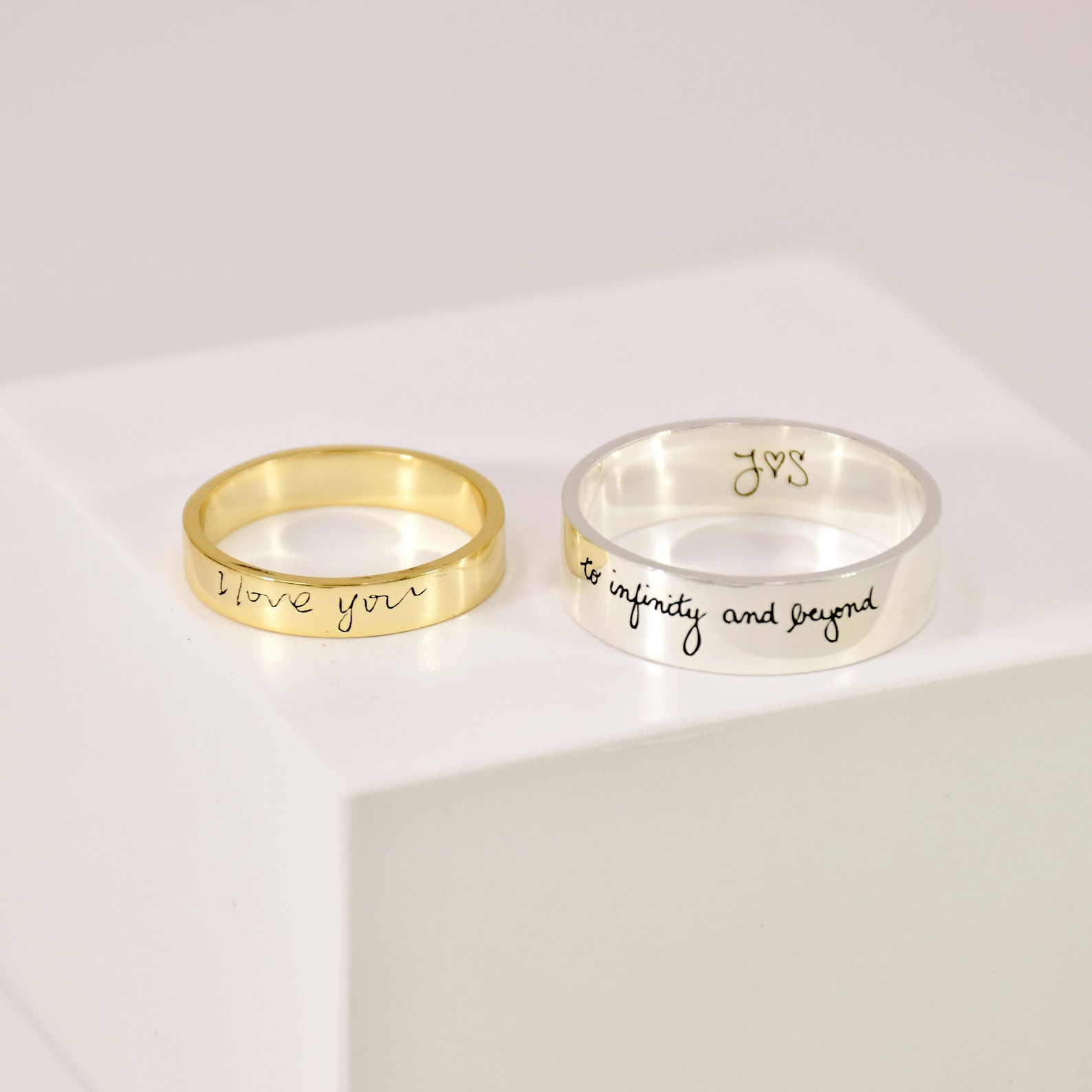Personalized Engraved Handwriting Ring Wide Handwriting Band - Etsy