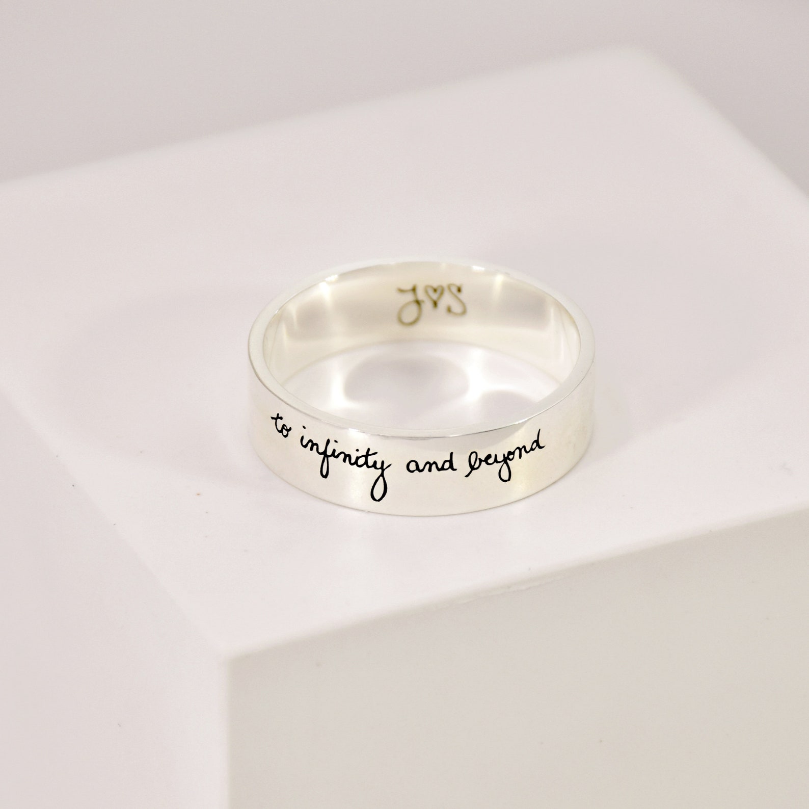 Personalized Engraved Handwriting Ring Wide Handwriting Band - Etsy