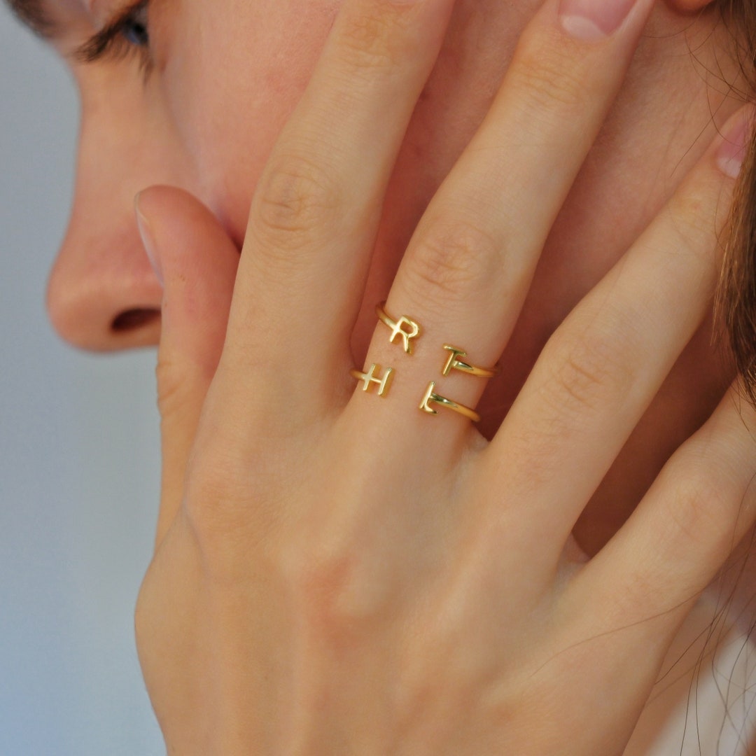 Dainty Initial Ring • Personalized Letter Ring • Personalized Jewelry • Gift for Her ...