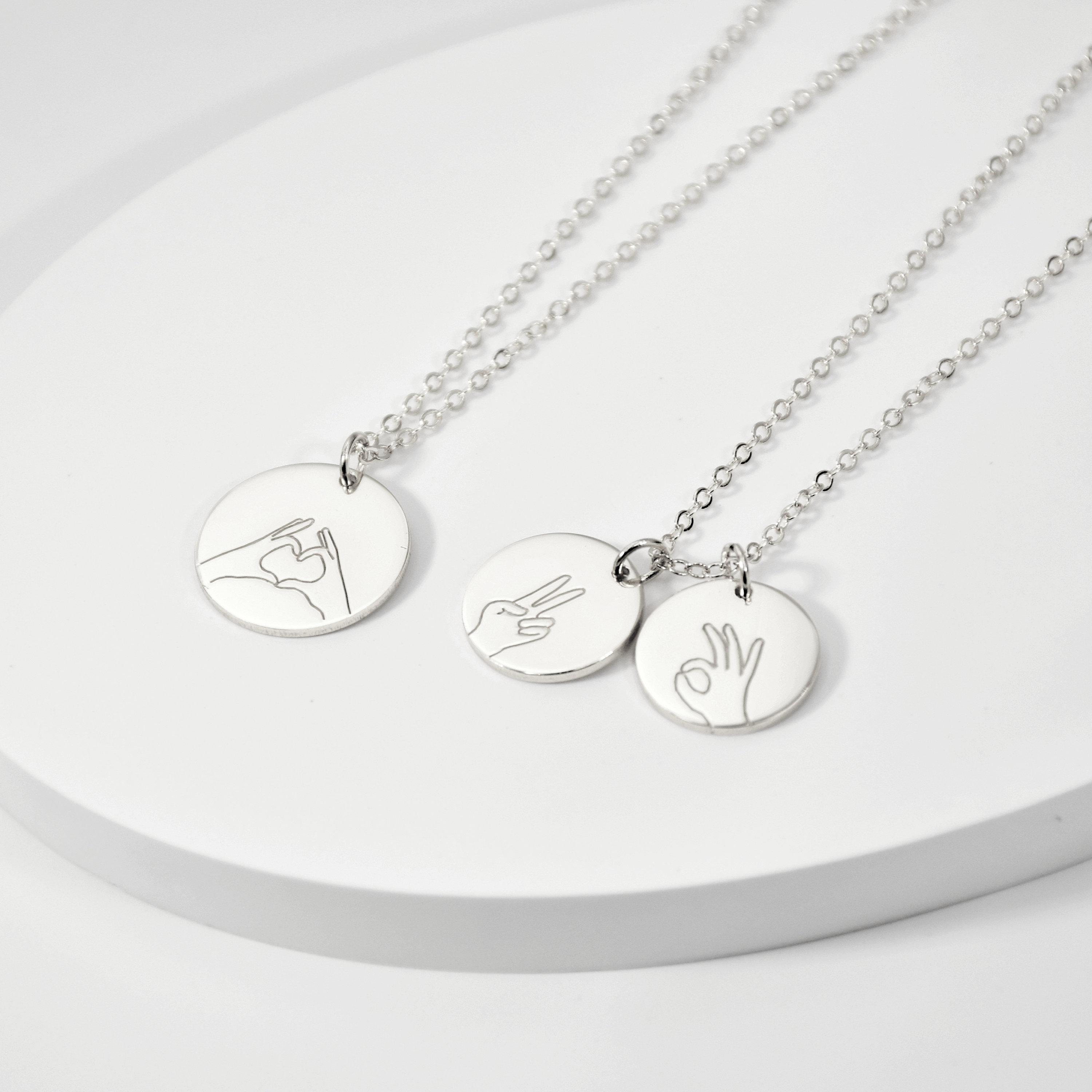 Custom Sign Language Necklace • Hand Gesture Necklace • ASL Disc ...