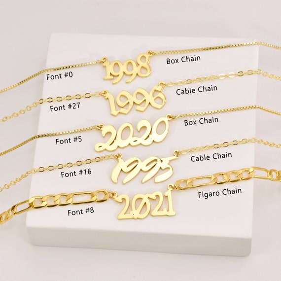Custom Year Necklace Birth Year Necklace Custom Date - Etsy