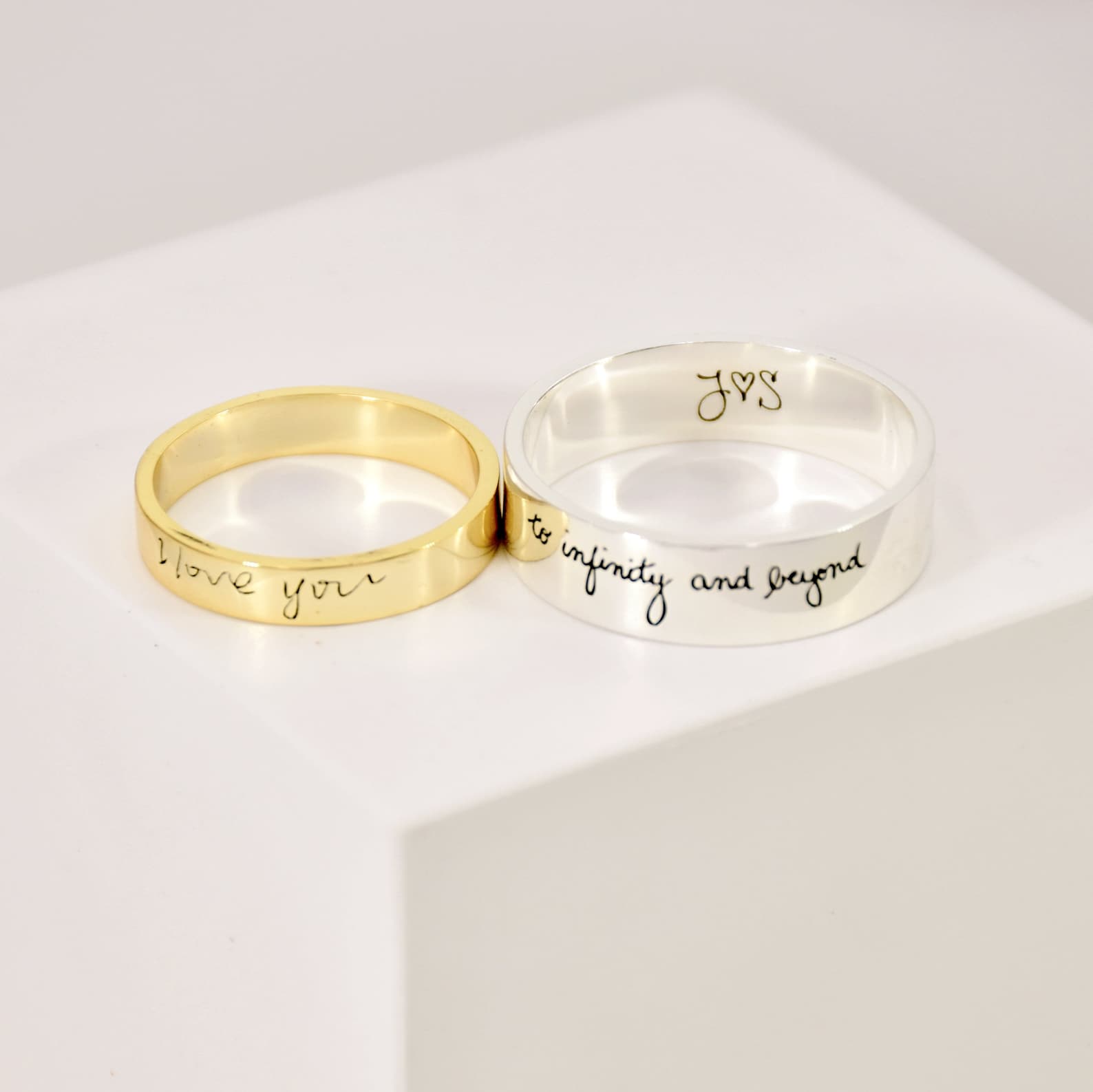 Personalized Engraved Handwriting Ring Wide Handwriting Band - Etsy