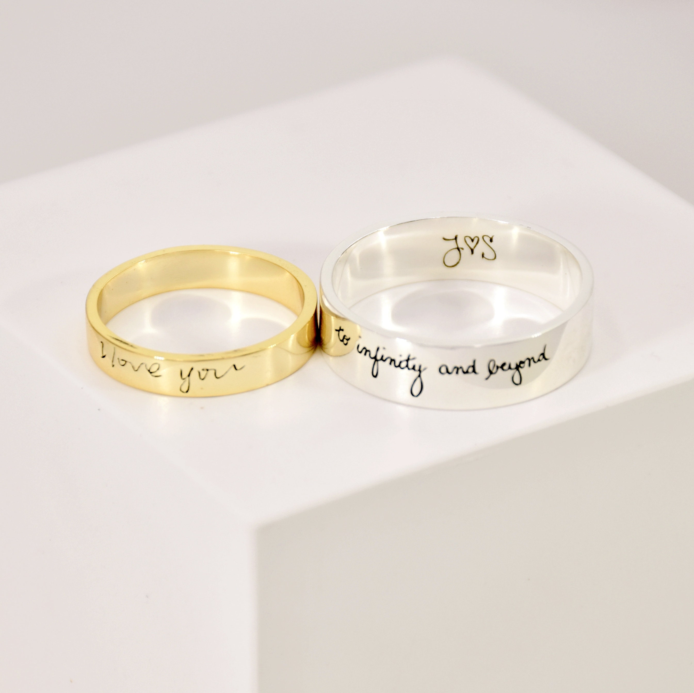 Personalized Engraved Handwriting Ring Wide Handwriting Band - Etsy UK