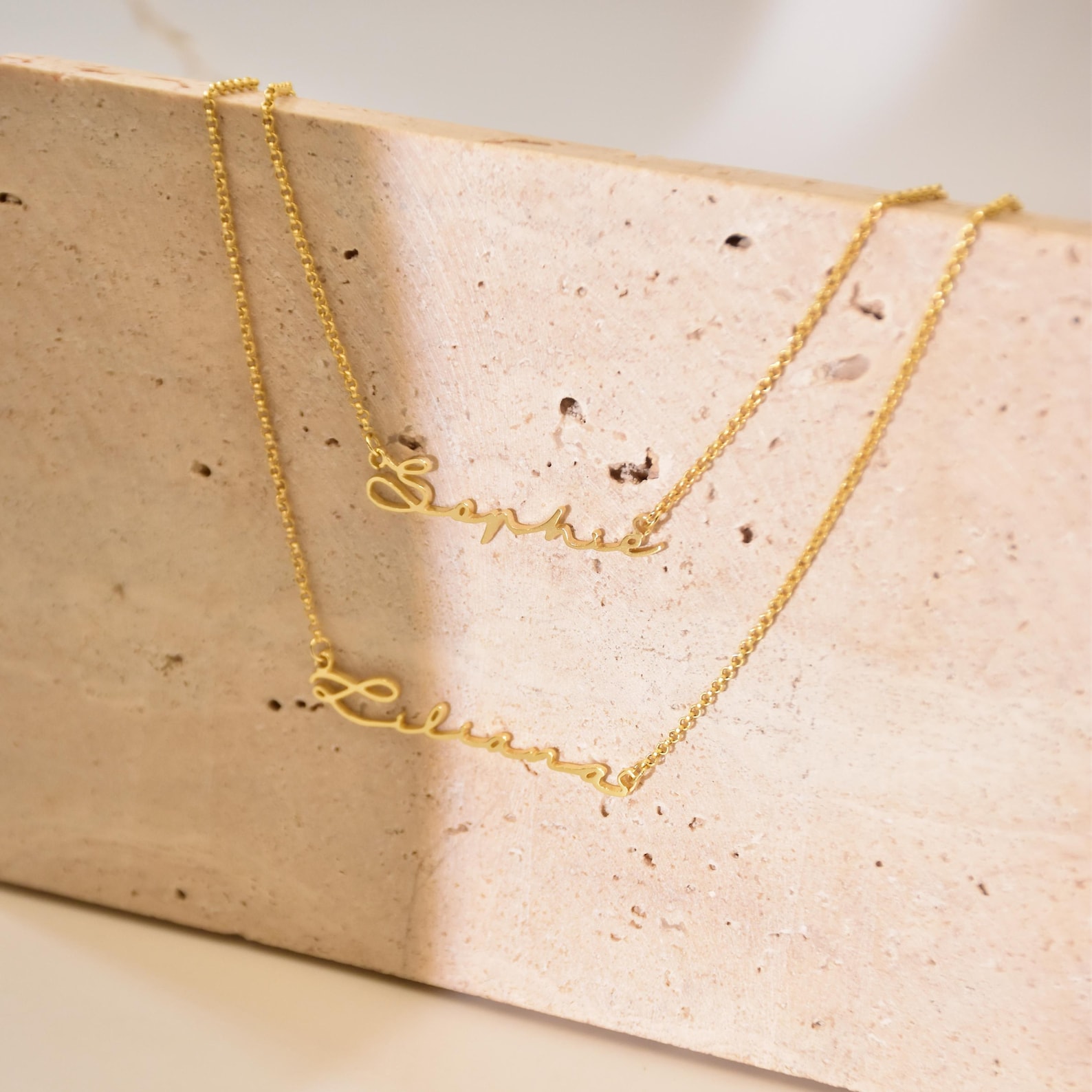 Two Names Necklace • Personalized Double Layer Name Necklace • Dainty ...