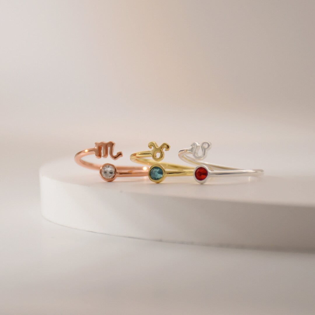 Zodiac Birthstone Ring • Zodiac Jewellery • Constellation Ring ...